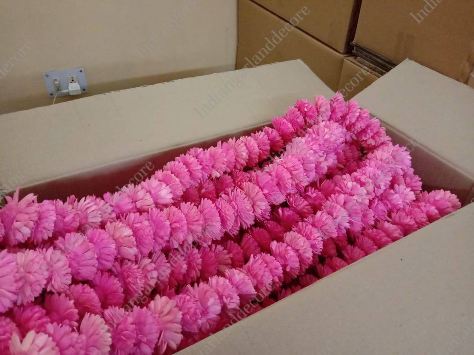 5 Feet Length of Shola Wood Flower Strings Marigold Garland Indian ...