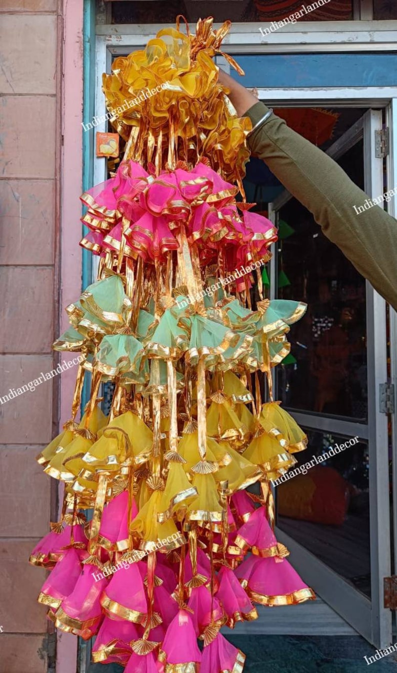 50 Strings of Net Fabric Colorful Tassel With Gota Lace Flower - Etsy