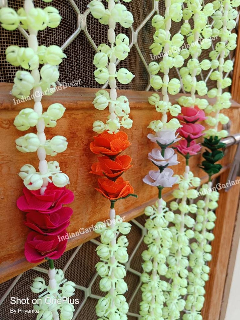 5 Strings Mogra and Rose Strings of Indian Flower Garland - Etsy