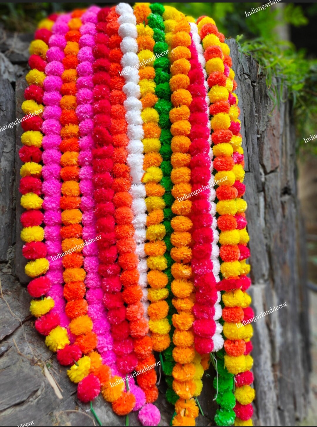 20 Strings of Artificial Marigold Flower Garland Indian Genda Flower ...