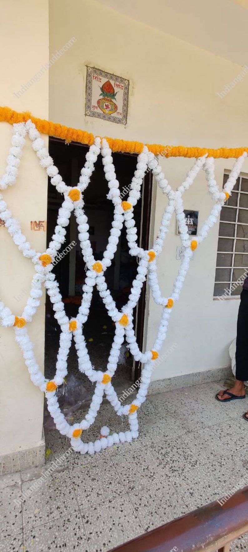 8X8 Feet Artificial Marigold Flower Net Backdrop Decoration Indian ...