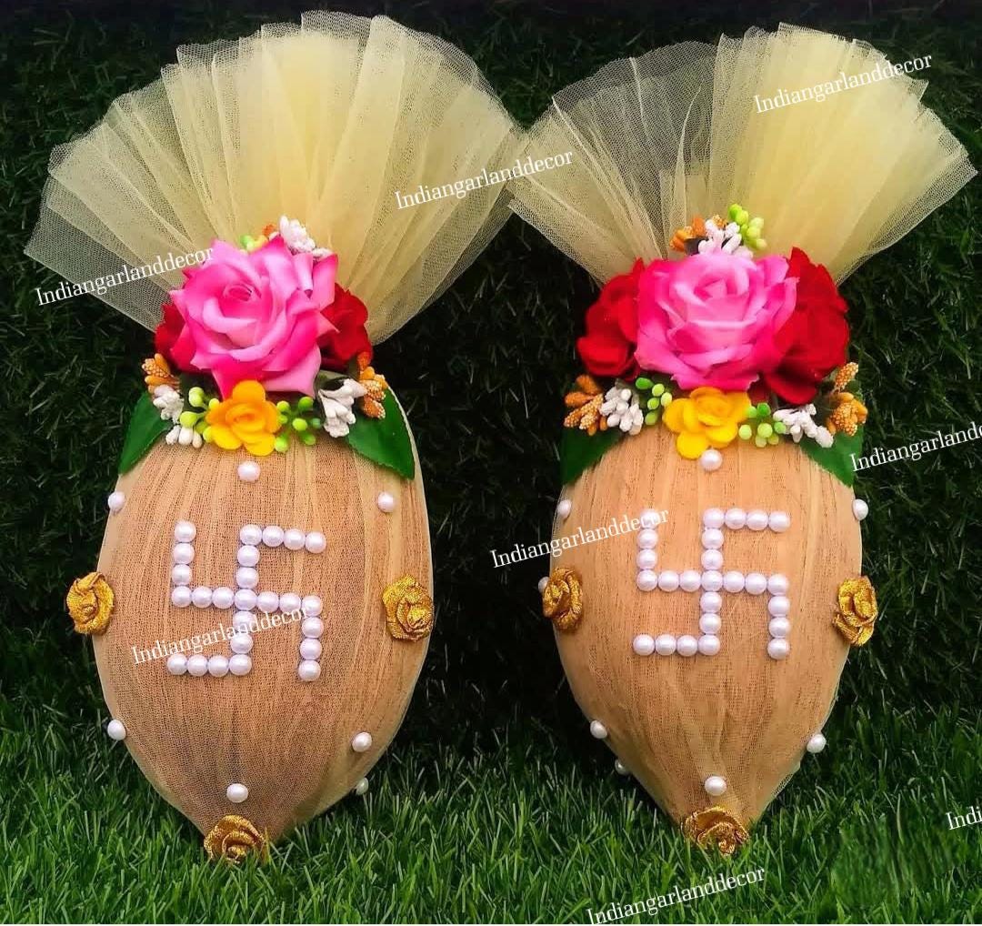 Decorative Pooja Coconut Shagun Nariyal Decor Decorated Shreefal for ...
