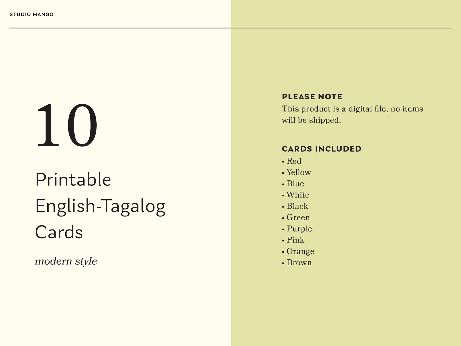 English-tagalog Cards COLORS, Bilingual Color Flash Cards, Modern ...