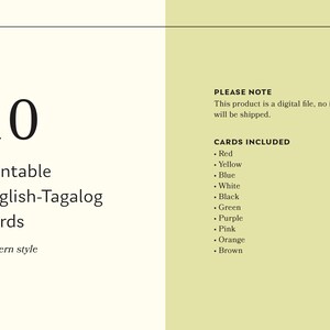 English-tagalog Cards COLORS, Bilingual Color Flash Cards, Modern ...