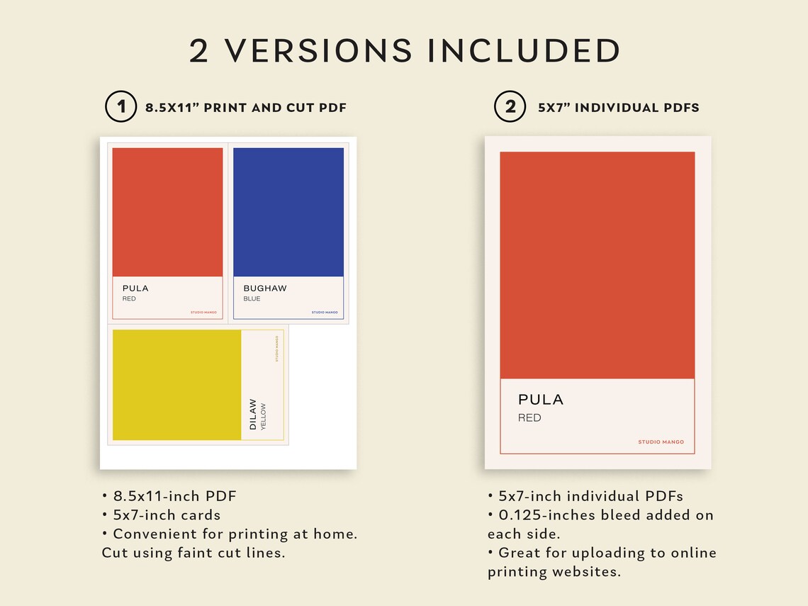 English-tagalog Cards COLORS, Bilingual Color Flash Cards, Modern ...