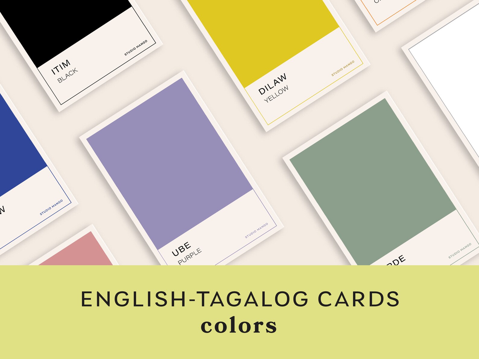 English-tagalog Cards COLORS, Bilingual Color Flash Cards, Modern ...