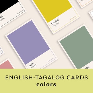 English-tagalog Cards COLORS, Bilingual Color Flash Cards, Modern ...