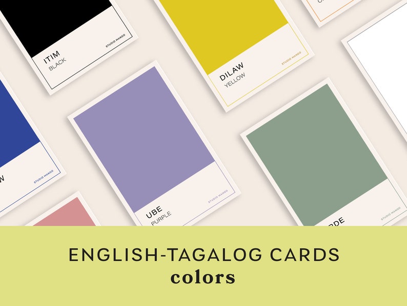 English-tagalog Cards COLORS, Bilingual Color Flash Cards, Modern ...