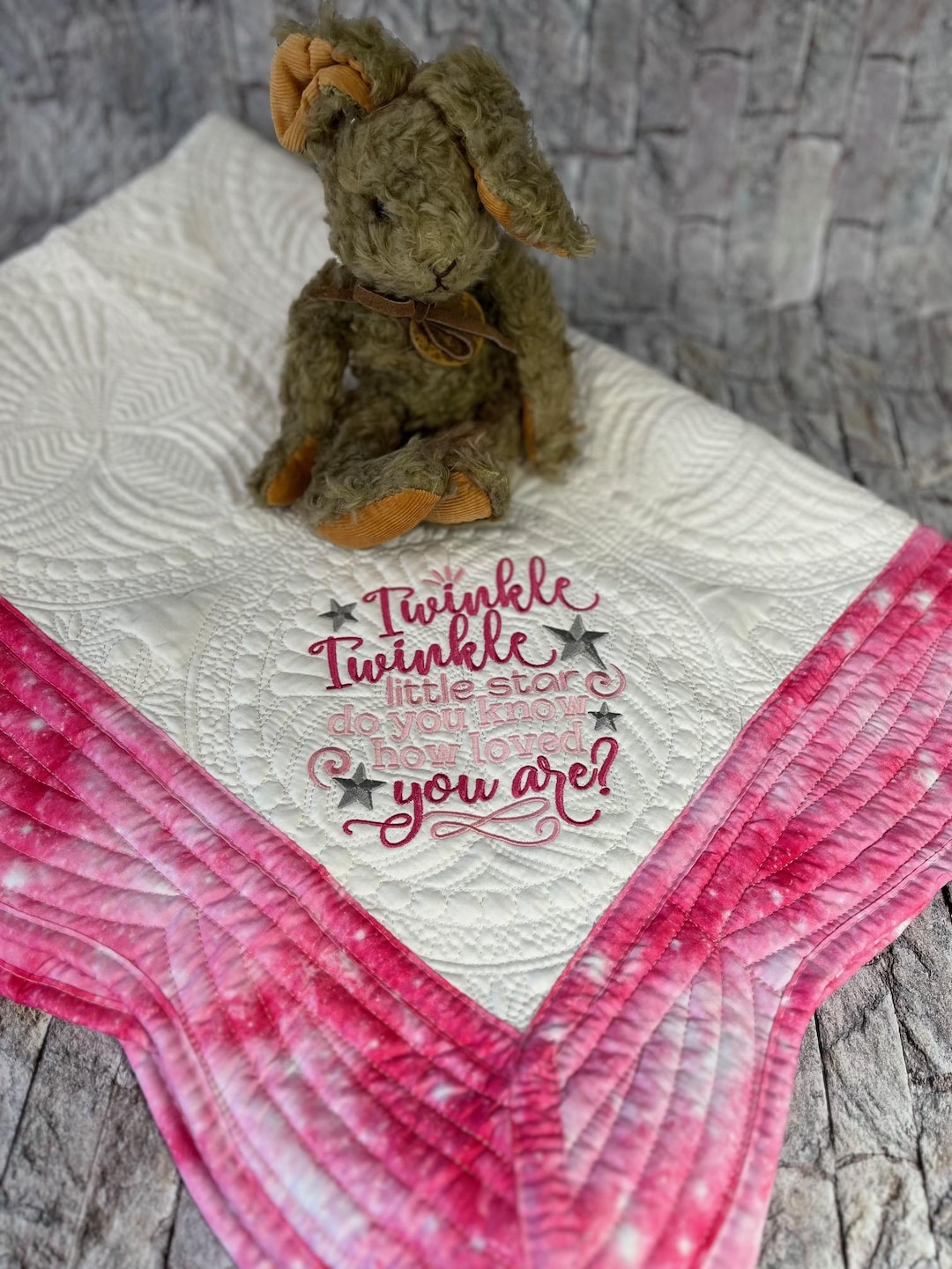 Twinkle Twinkle Little Star Pink and White Heirloom Embroidered Baby ...