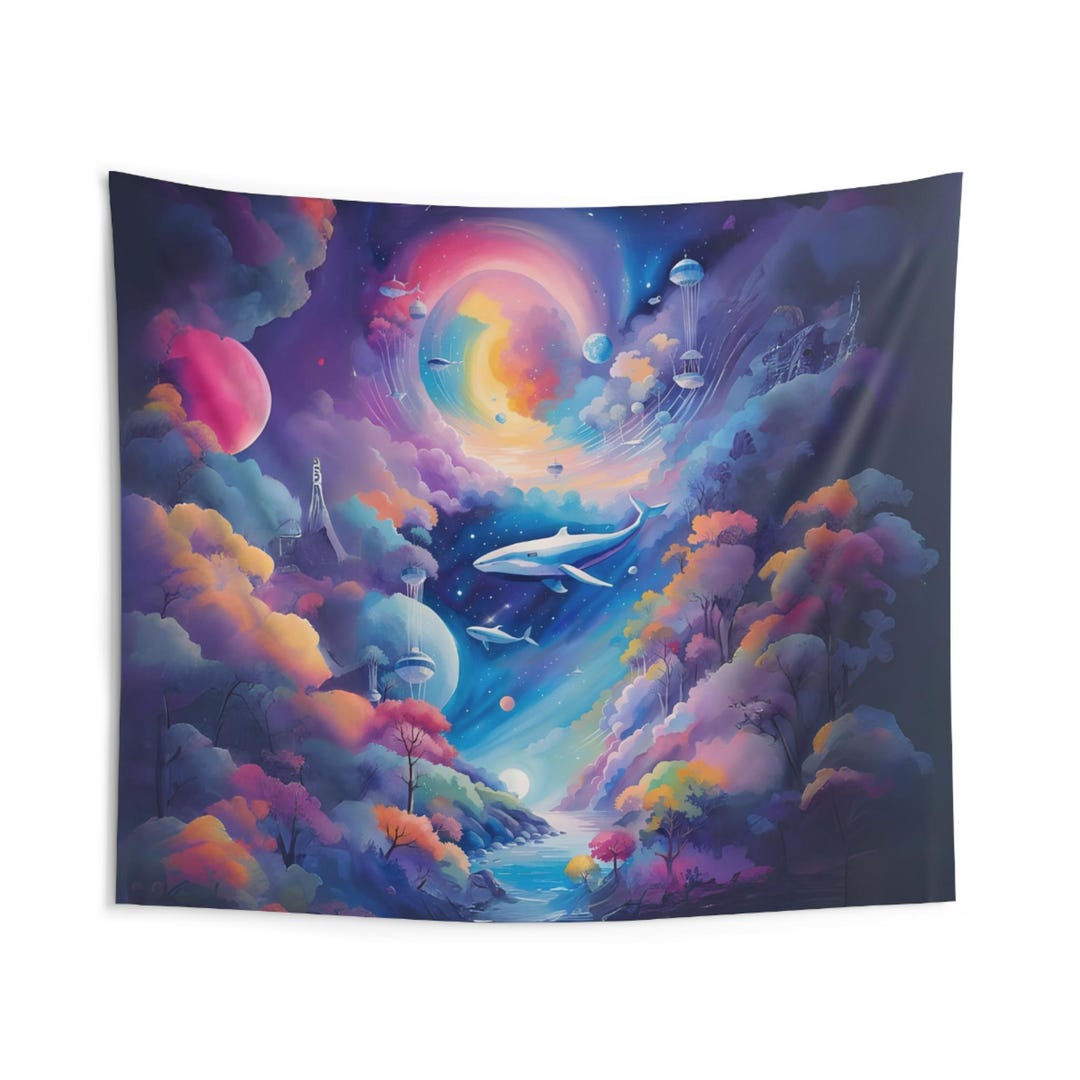Fantasy Sea Life Tapestry, Ocean Wall Decor, Underwater Animal Wall ...
