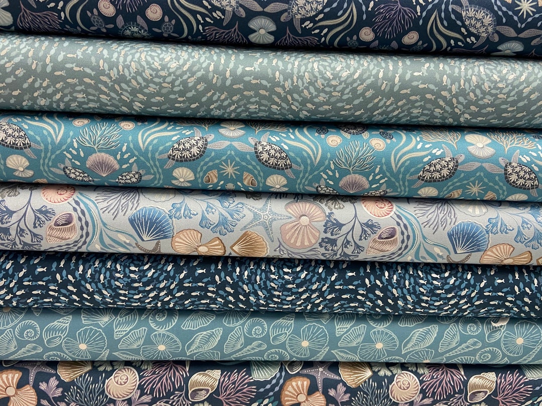 Lewis & Irene Ocean Pearls Pearlescent Metallic Cotton Fabric by 1/4 ...