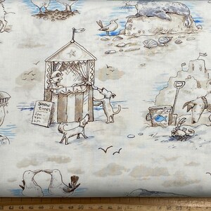 Anita Jeram for Clothworks Sandy Toes Cotton Fabric by 1/4 Metre ...