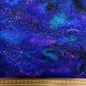 Timeless Treasures Cosmos Cotton Metallic Fabric by the 1/4 Metre or ...