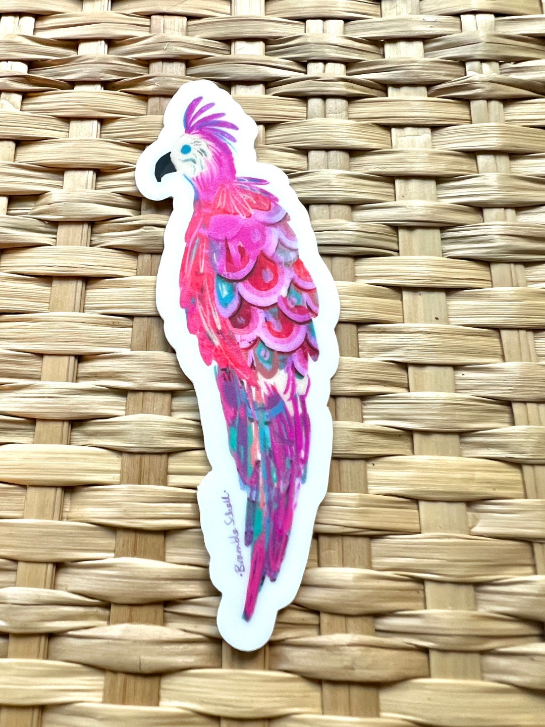 Large Parrot Vinyl Die Cut Sticker, Original Digital Artwork ...