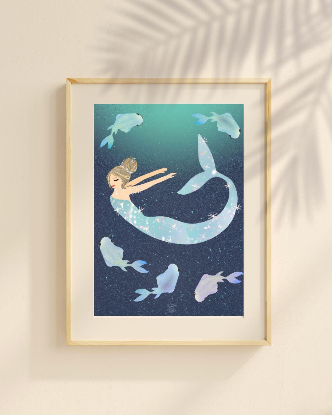 Mermaid + Koi Fish Art Print | Beachy Boho Coastal Decor | Instant ...