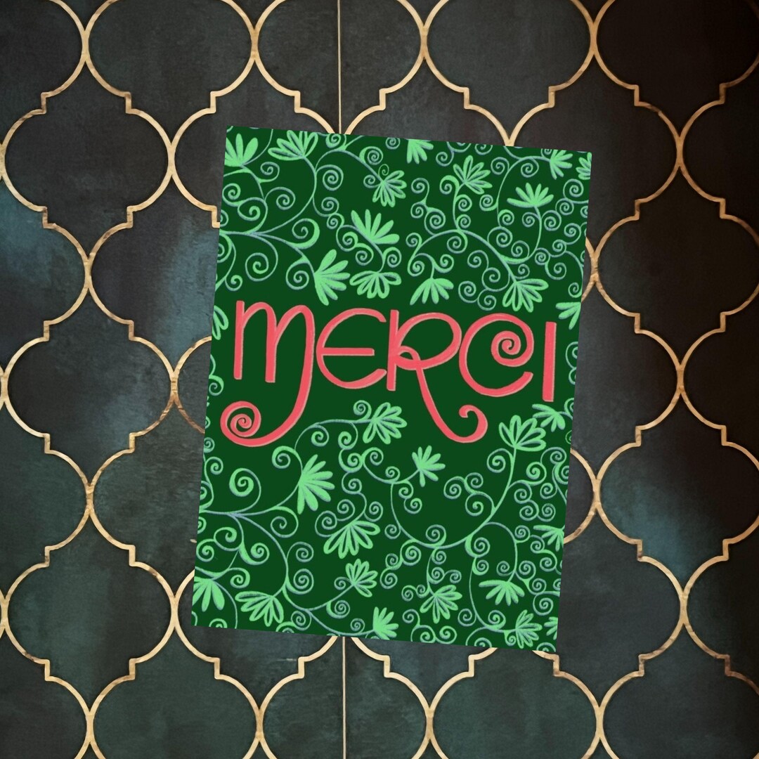French Thank You Card | Merci | Hand Lettered Art | Gratitude Message ...
