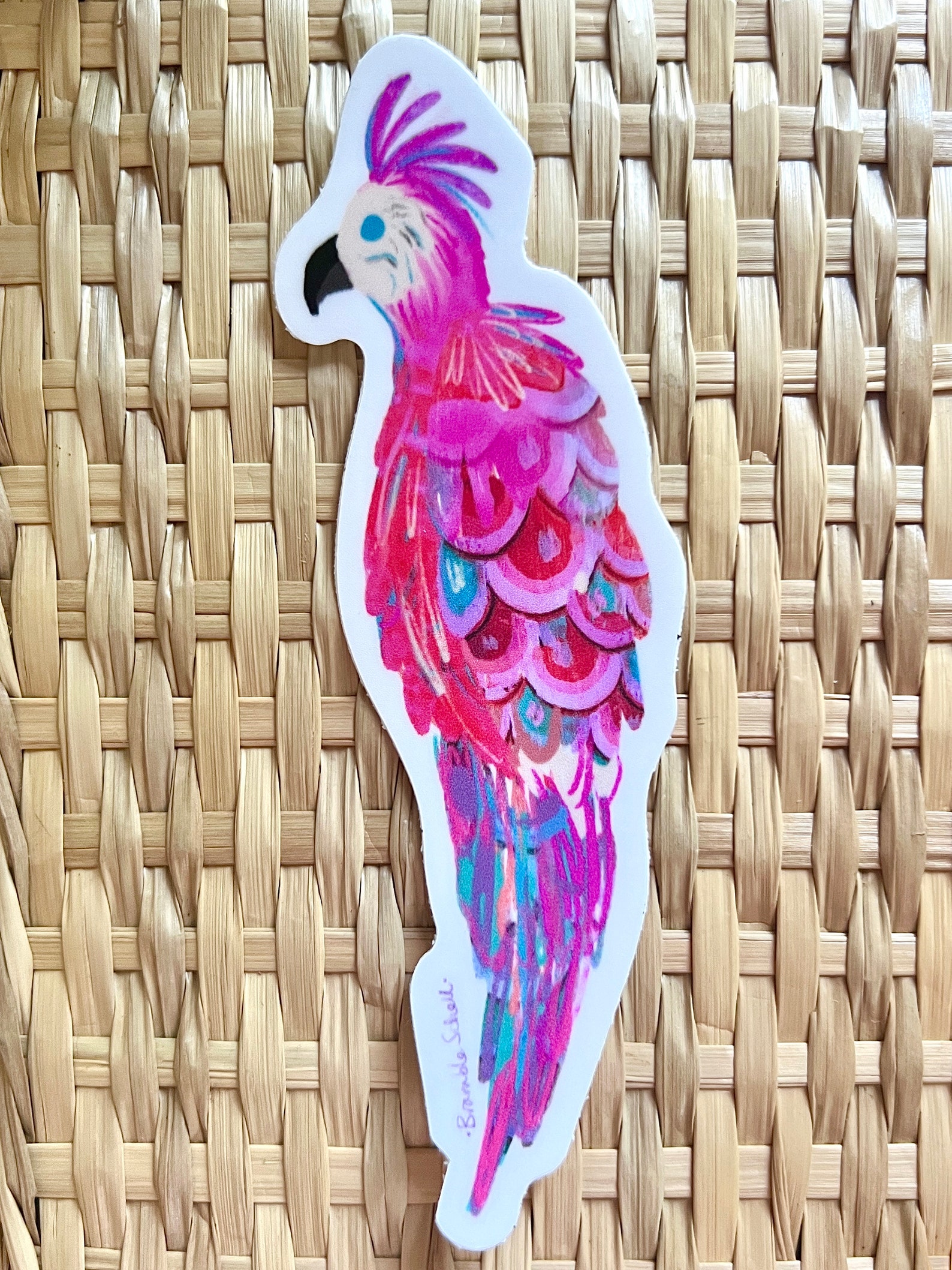 Large Parrot Vinyl Die Cut Sticker, Original Digital Artwork ...