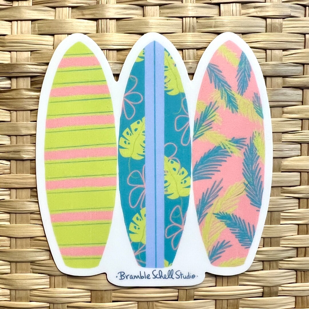 Surfboard Trio Vinyl Sticker, Waterproof, Die-cut, Original Surf ...