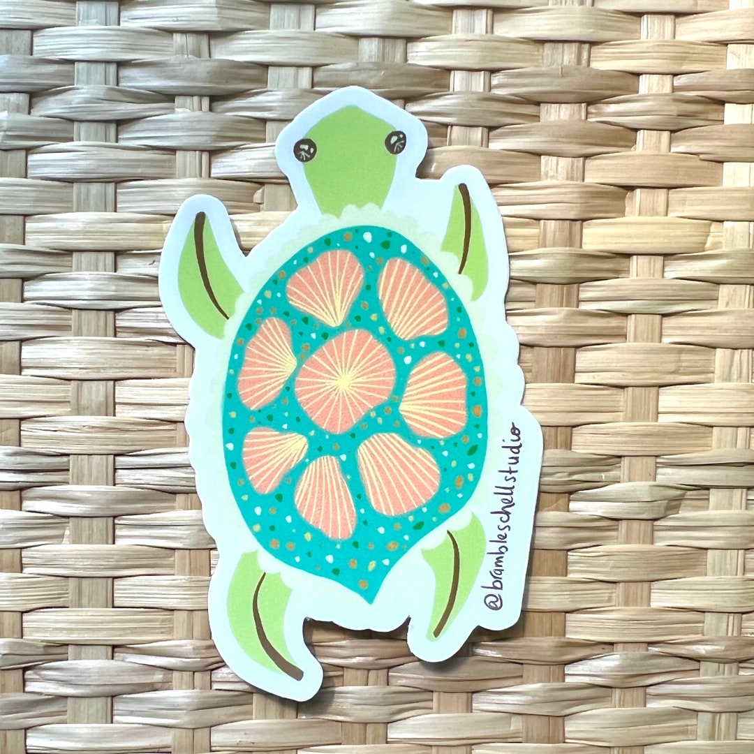 Sea Turtle Vinyl Sticker: Original Ocean Art Decal - Etsy