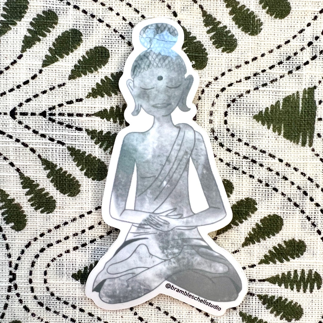 Seated Buddha Vinyl Glossy Sticker, Die-Cut, Waterproof, Original Art ...
