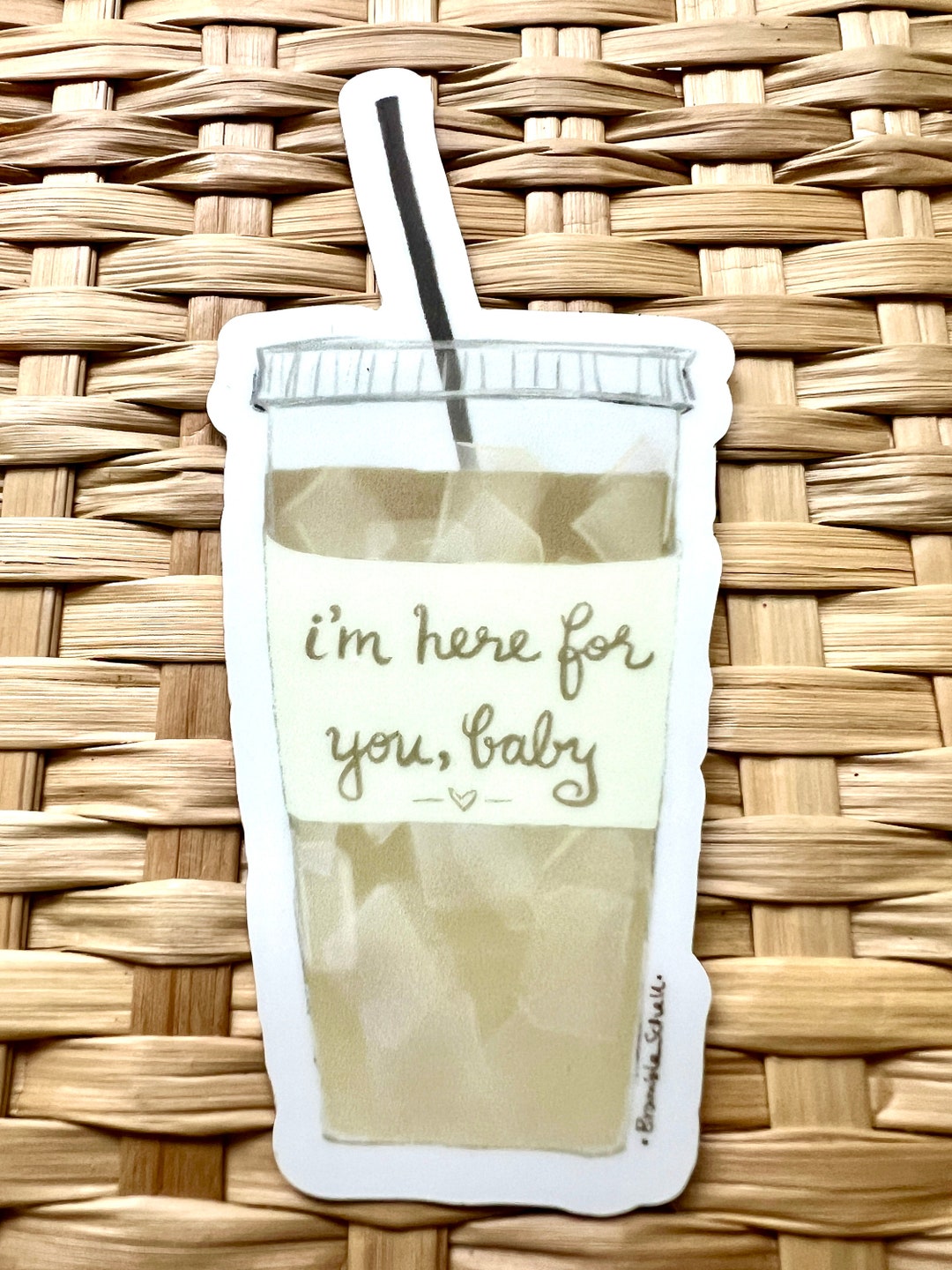 Iced Coffee Vinyl Sticker, Waterproof, Die-cut, Hand-lettered ...