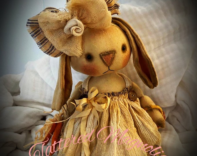 Primitive Folk Art Easter Bunny Rabbit betsy Hand Stitched Artist Doll ...