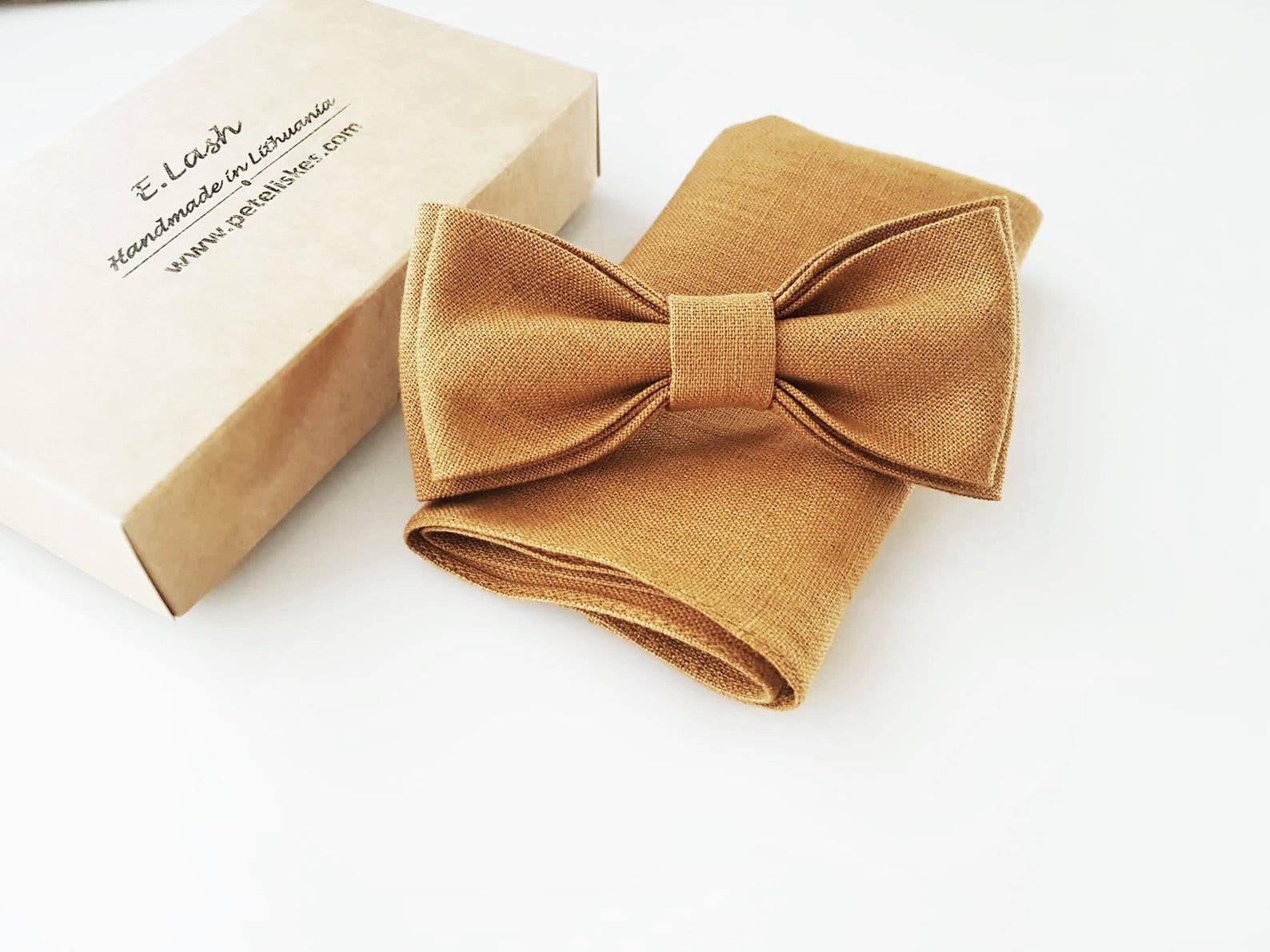 Camel linen bow tie Camel braces Camel pocket square | Etsy