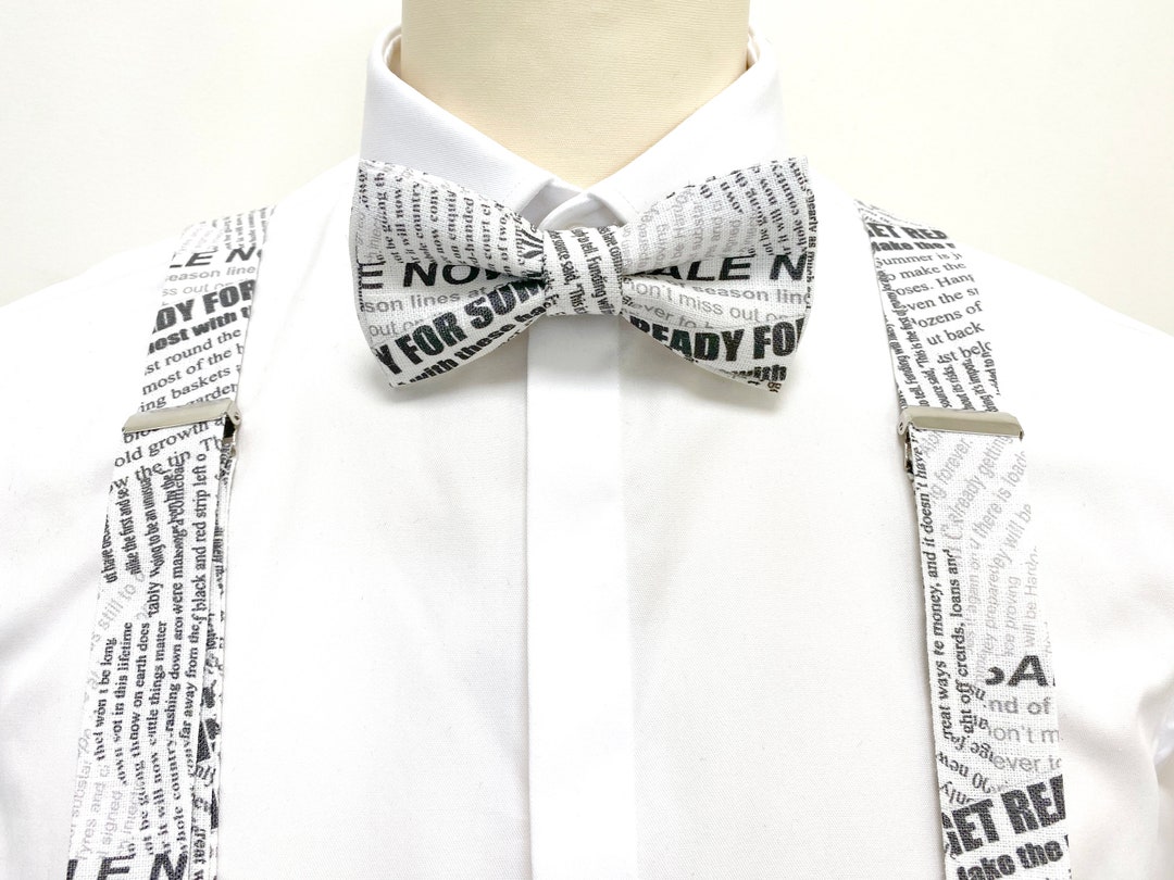 Newspaper Bow Tie- Newspaper Bowtie- Bow Tie for Writer- Linen Bow Tie ...