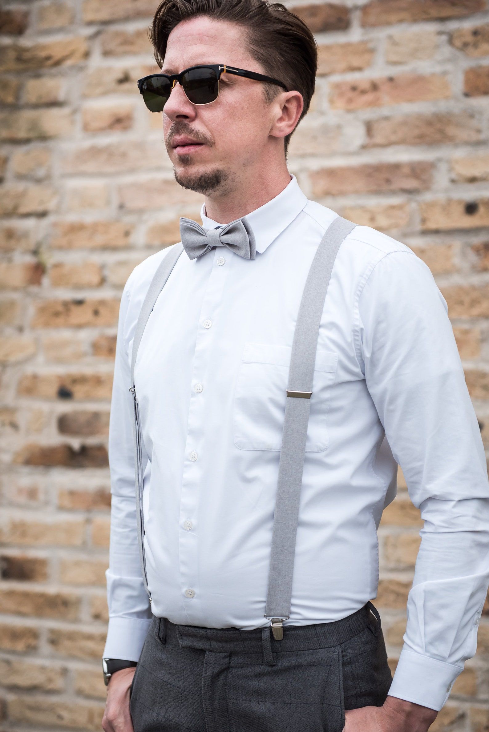 Light Grey Bow Tie Light Gray Bowtie Light Grey Pocket | Etsy