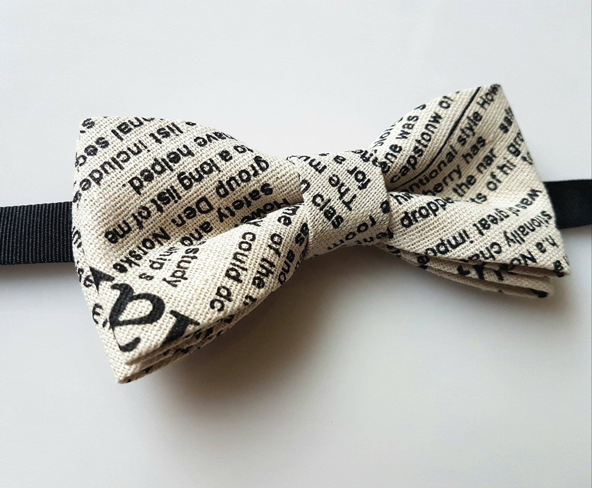 Newspaper bow tie newspaper bowtie bow tie for writer linen | Etsy