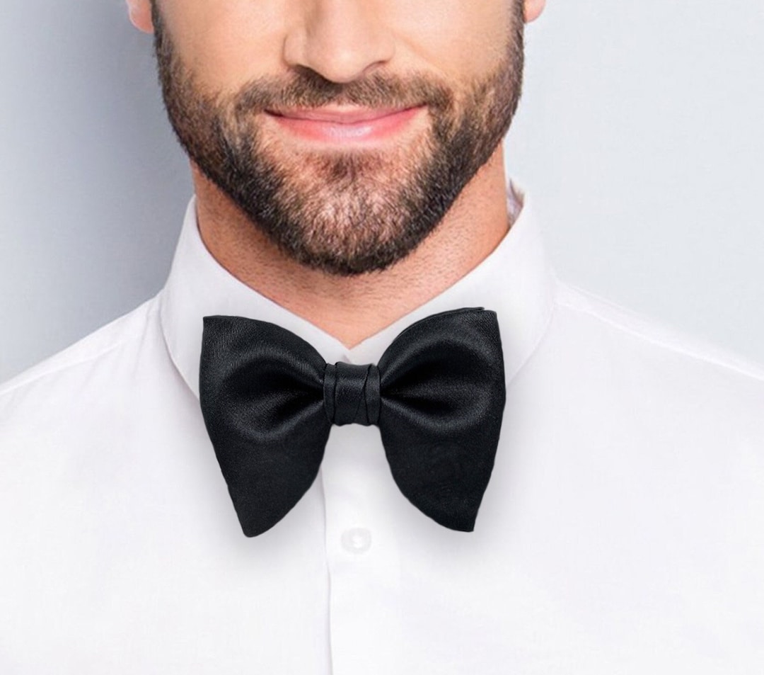 Black Oversized Butterfly Bow Tie, Formal Tuxedo Butterfly Bow Tie, Pre ...