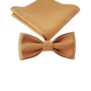 Camel Linen Bow Tie Camel Braces Camel Pocket Square | Etsy