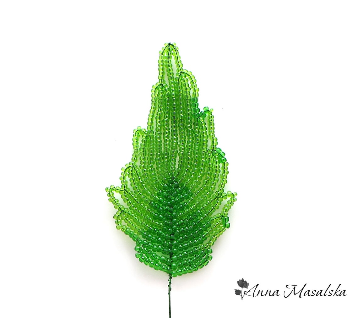 PDF PATTERN Beaded Flowers and Leaves, Green Leaves, French Beaded ...