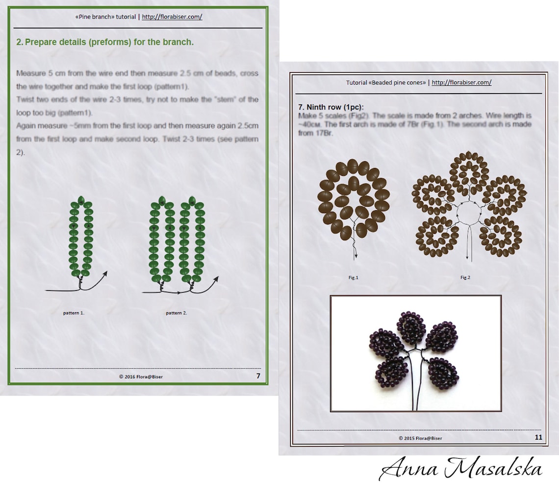 PDF Pattern Beaded Pine Branch With Cones Seed Bead Weaving - Etsy
