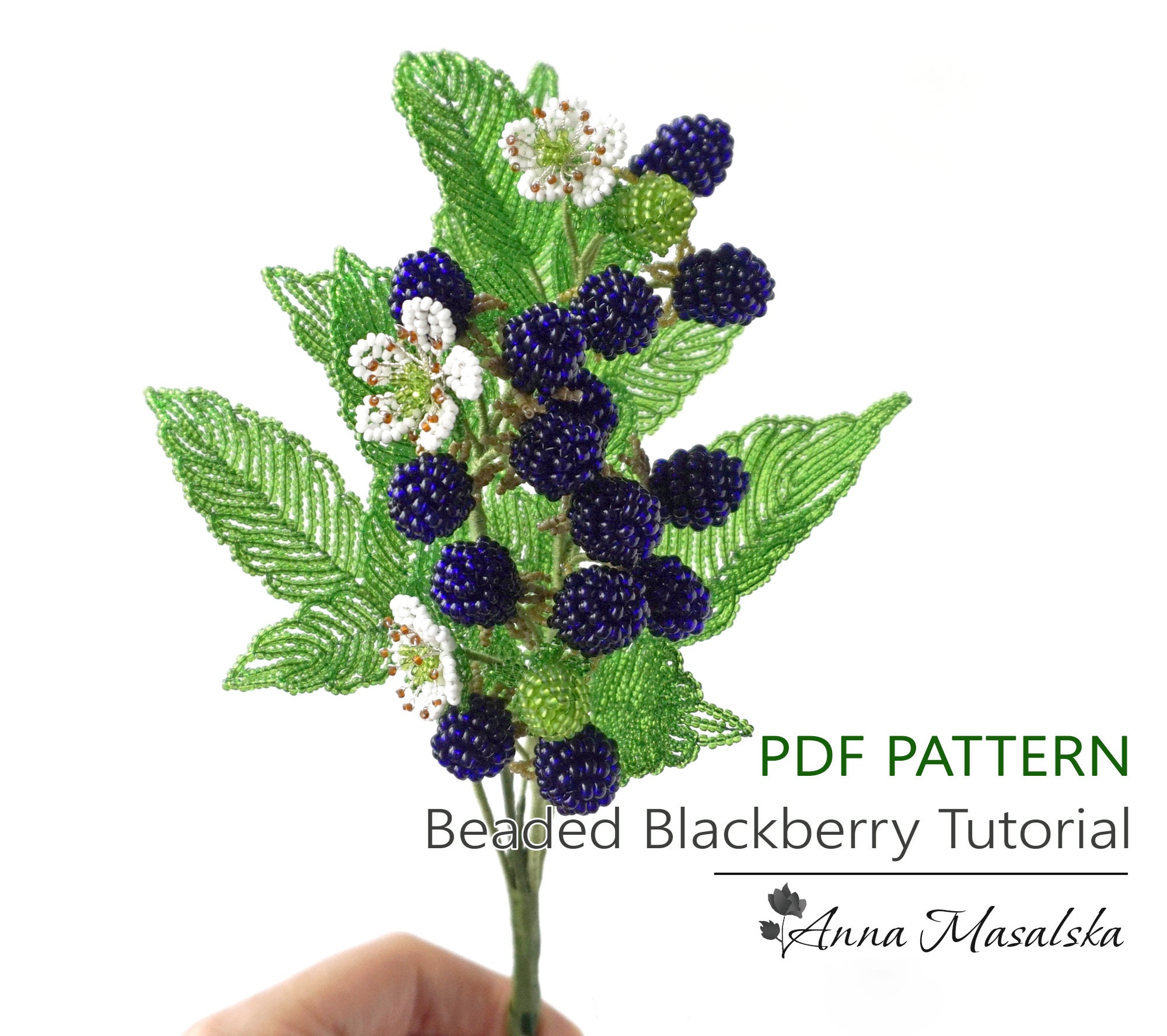 PDF Pattern - French Blackberry Beaded , Flower Tutorial, Seed Bead ...