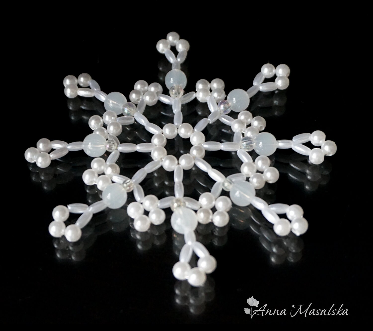 PDF Patterns Bead Snowflake, Snowflake Ornament, Beaded Ornament ...