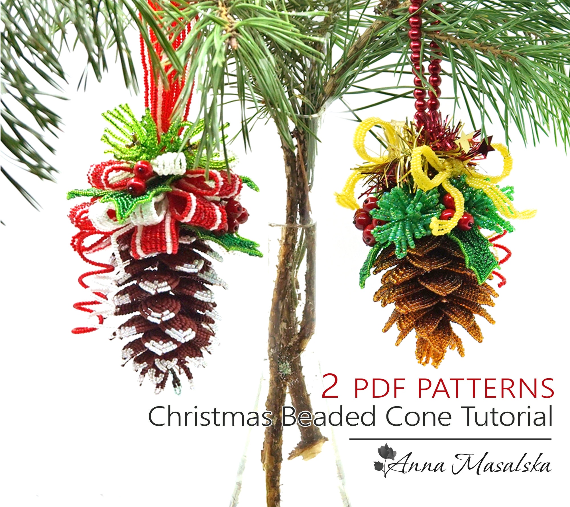 PDF Pattern Christmas French Beaded Cone, PDF Tutorial, Seed Bead ...