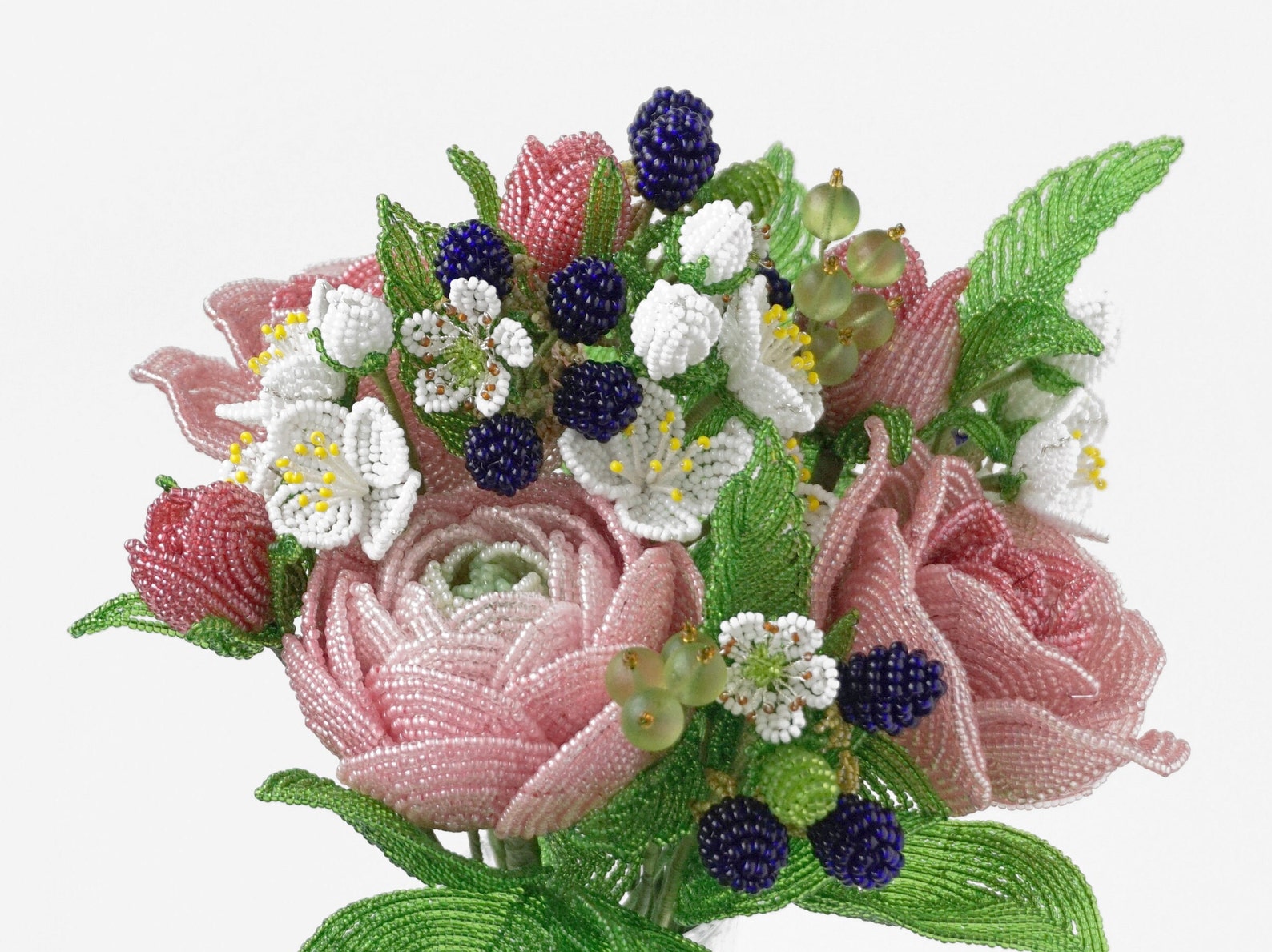 PDF Pattern - French Beaded Flowers, Beaded Flowers and Berry, Summer ...