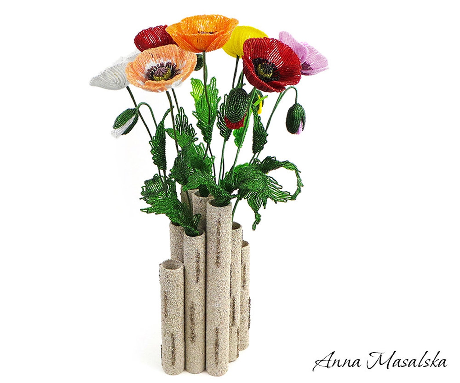 PDF Pattern French Beaded Poppy Beaded Coloured Poppies - Etsy