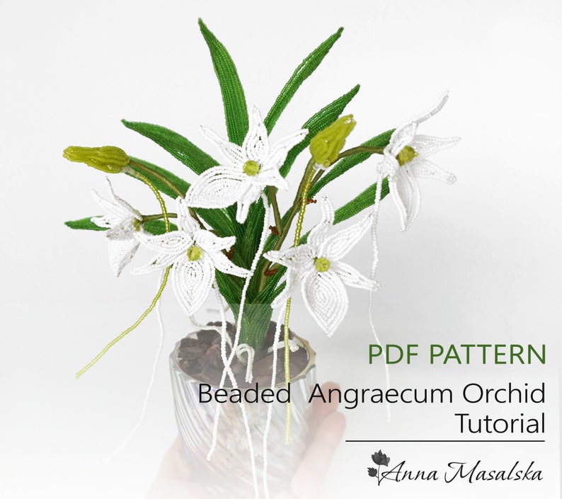 PDF Pattern French Beaded Miniature Orchid, Christmas Angraecum Orchid ...