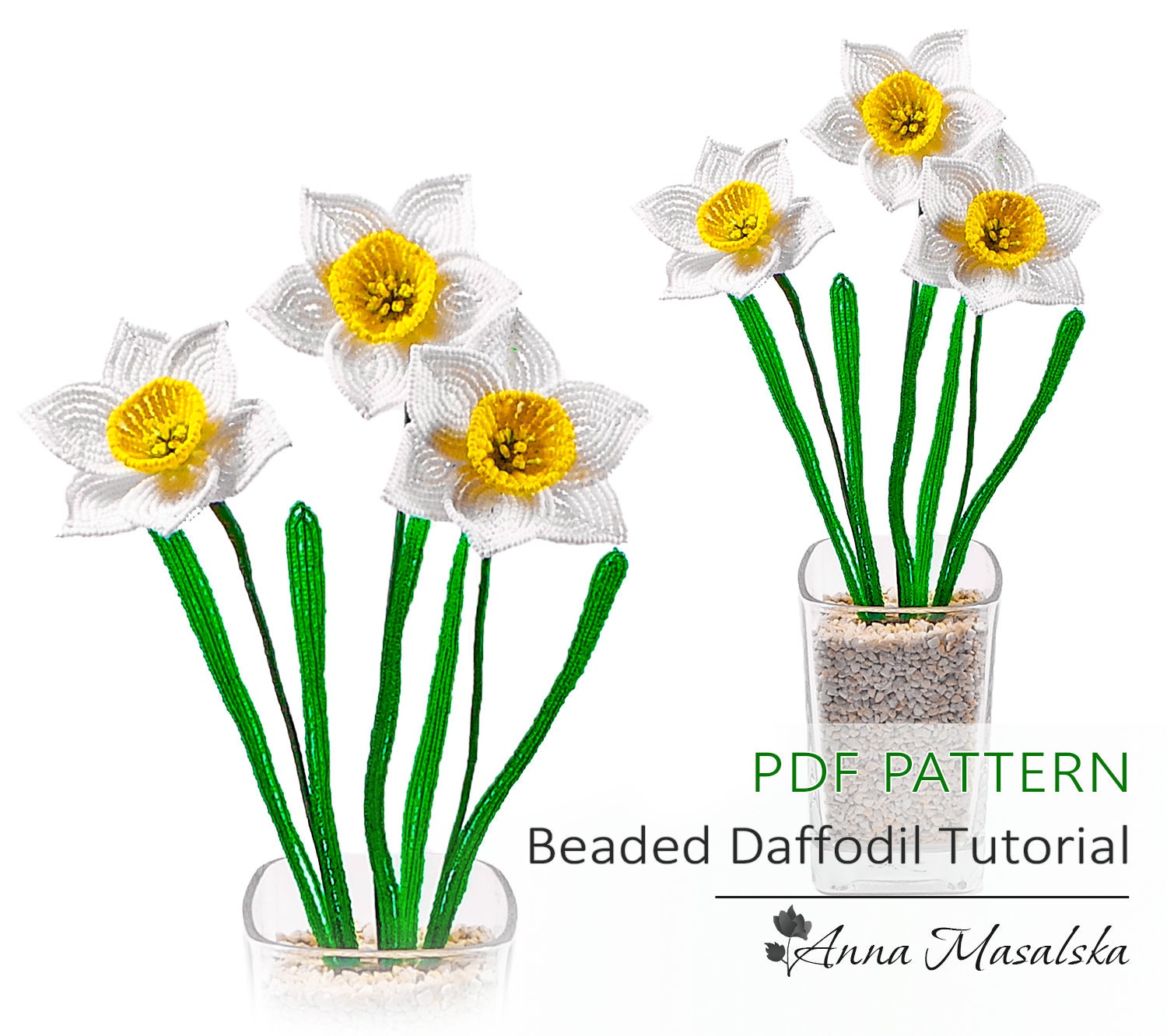 PDF PATTERN - French Beaded Daffodil, French Beaded Flowers, DIY ...