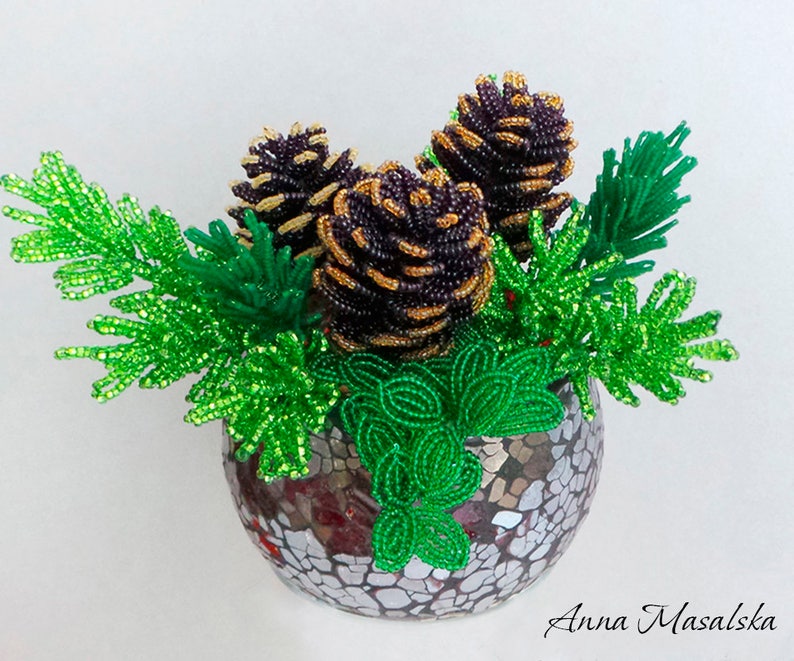 PDF Pattern - French Beaded Pine Cone, Seed Bead Weaving, Home Décor ...