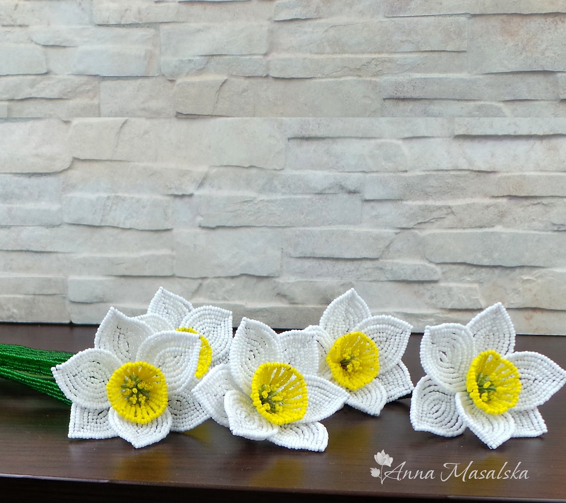 PDF PATTERN French Beaded Daffodil French Beaded Flowers | Etsy