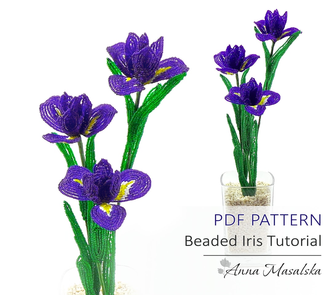 PDF PATTERN - French Beaded Iris, French Beaded Flowers, Beaded Flower ...
