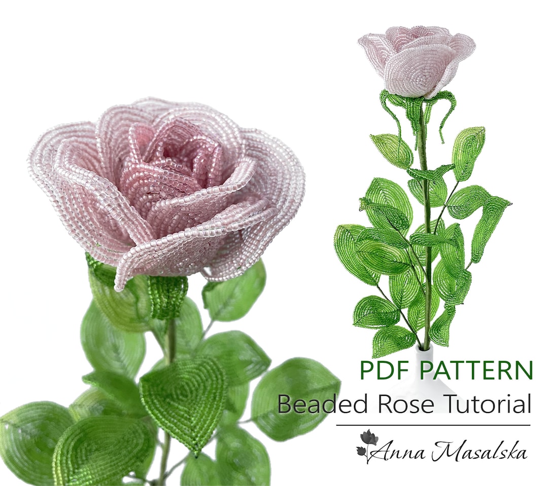 PDF Pattern - French Beaded Rose, Seed Bead Flower Tutorials, French ...