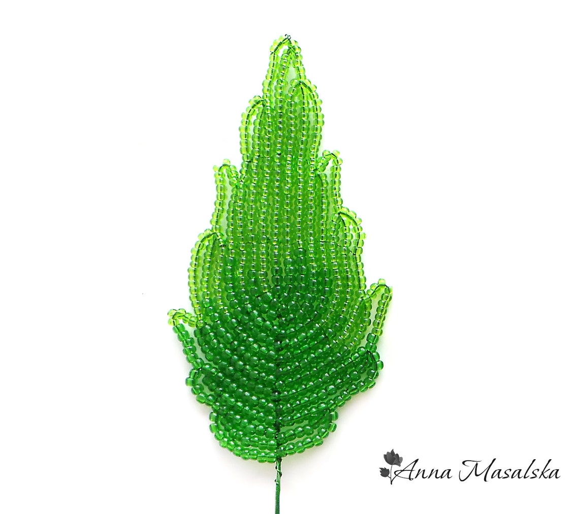 PDF PATTERN Beaded Flowers and Leaves, Green Leaves, French Beaded ...