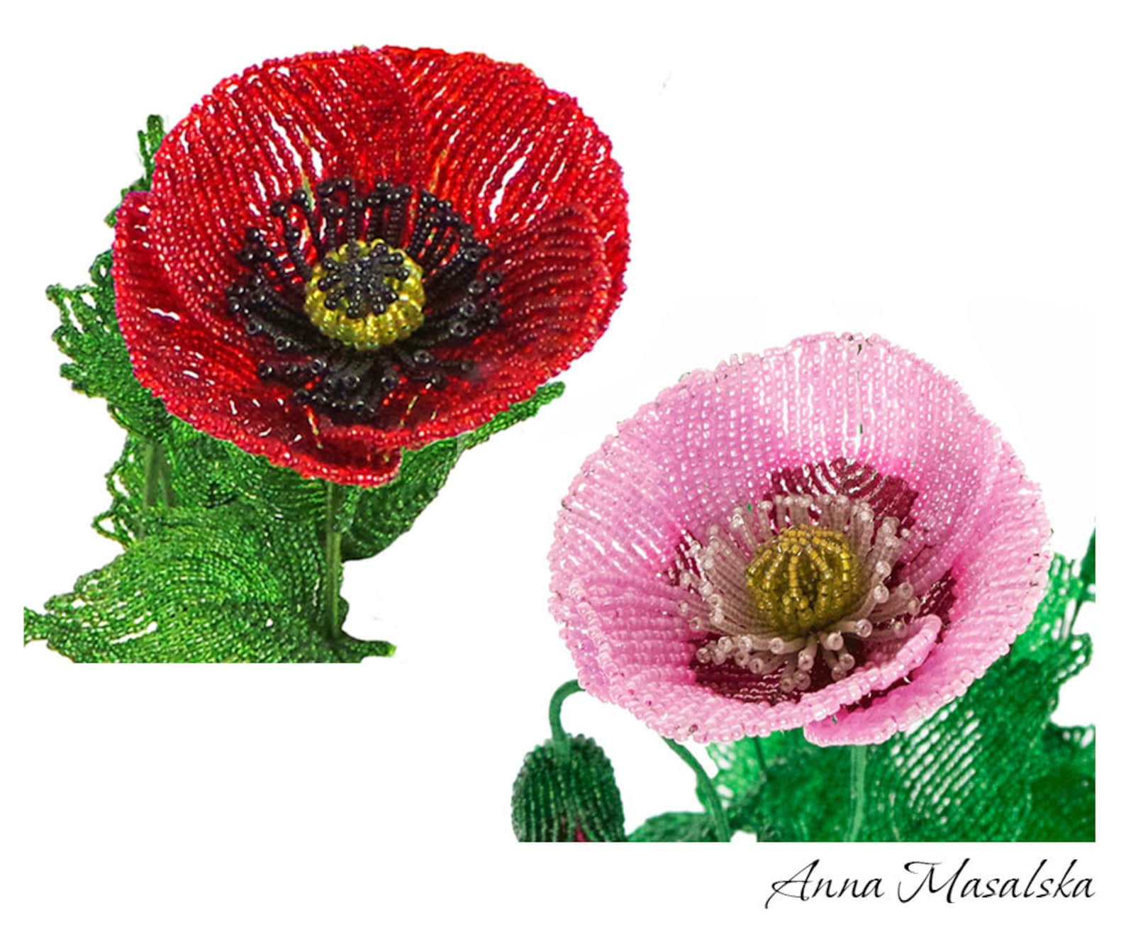 PDF Pattern French Beaded Poppy Beaded Coloured Poppies - Etsy