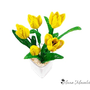 PDF PATTERN - French Beaded Tulip, French Beaded Flowers, Beaded ...