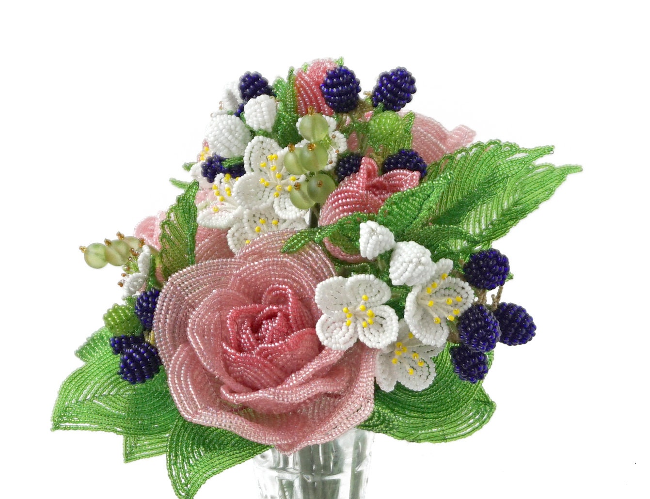 PDF Pattern - French Beaded Flowers, Beaded Flowers and Berry, Summer ...