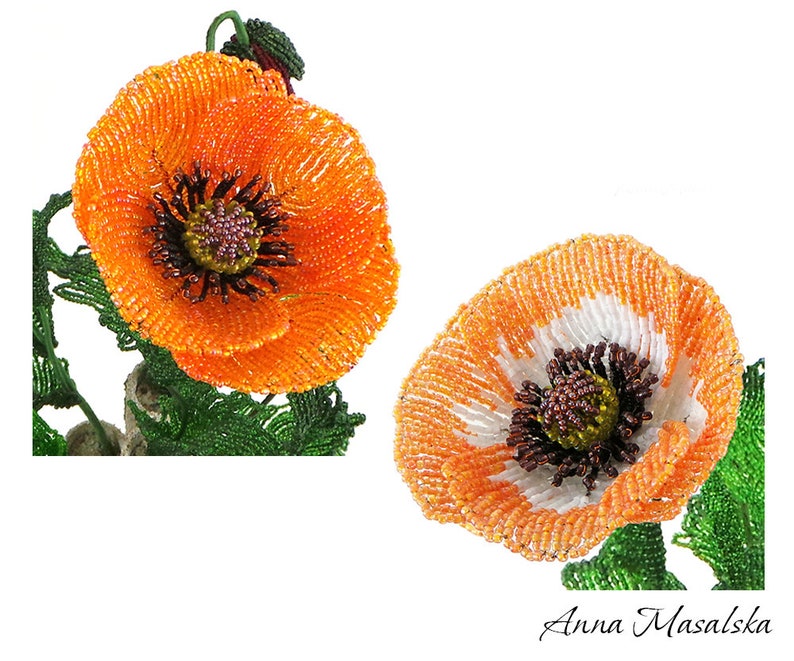 PDF Pattern French Beaded Poppy Beaded Coloured Poppies - Etsy New Zealand